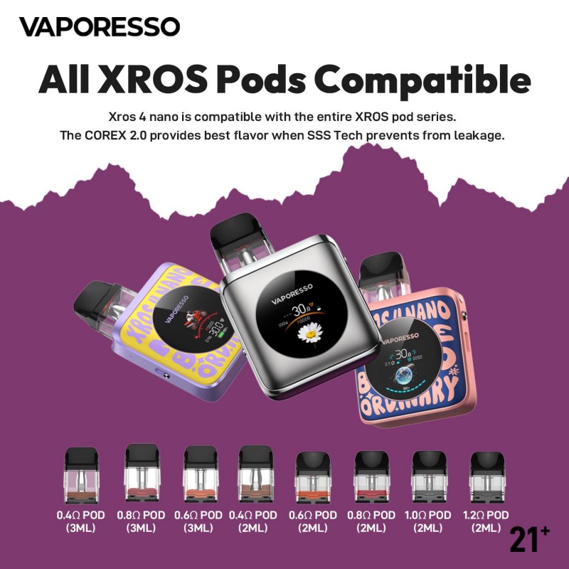 Vaporesso XROS 4 Nano Kit, xros series pods, xros pods, xros family